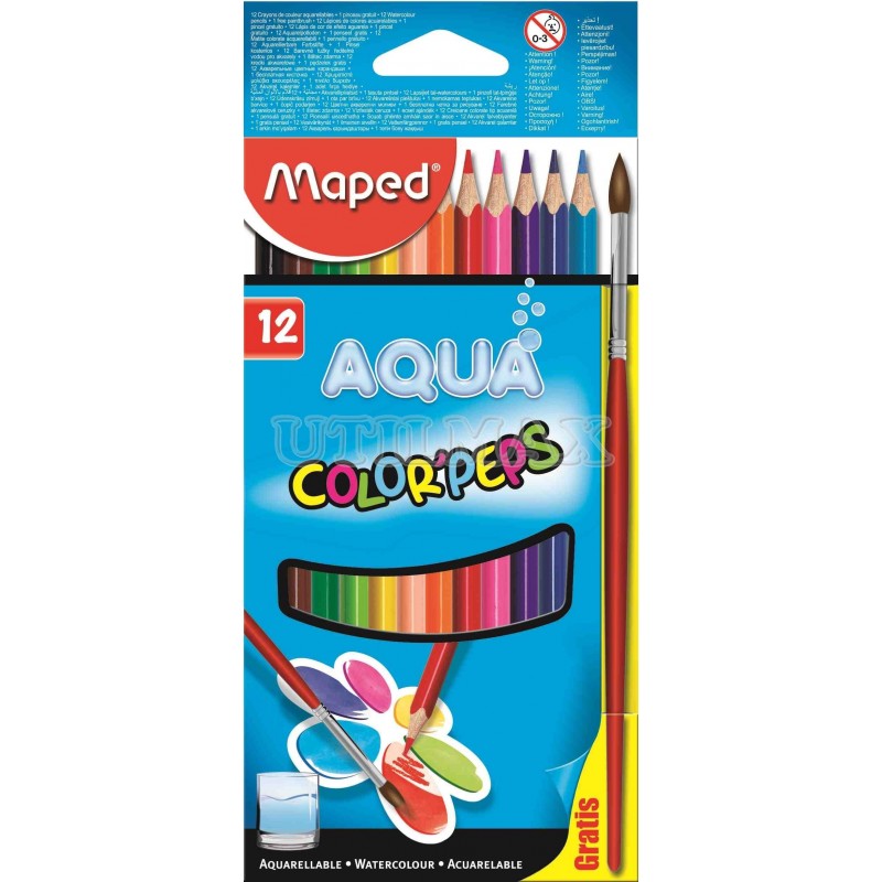 COLORES MAPED ACUARELABLES AQUA X12 +PINCEL UND